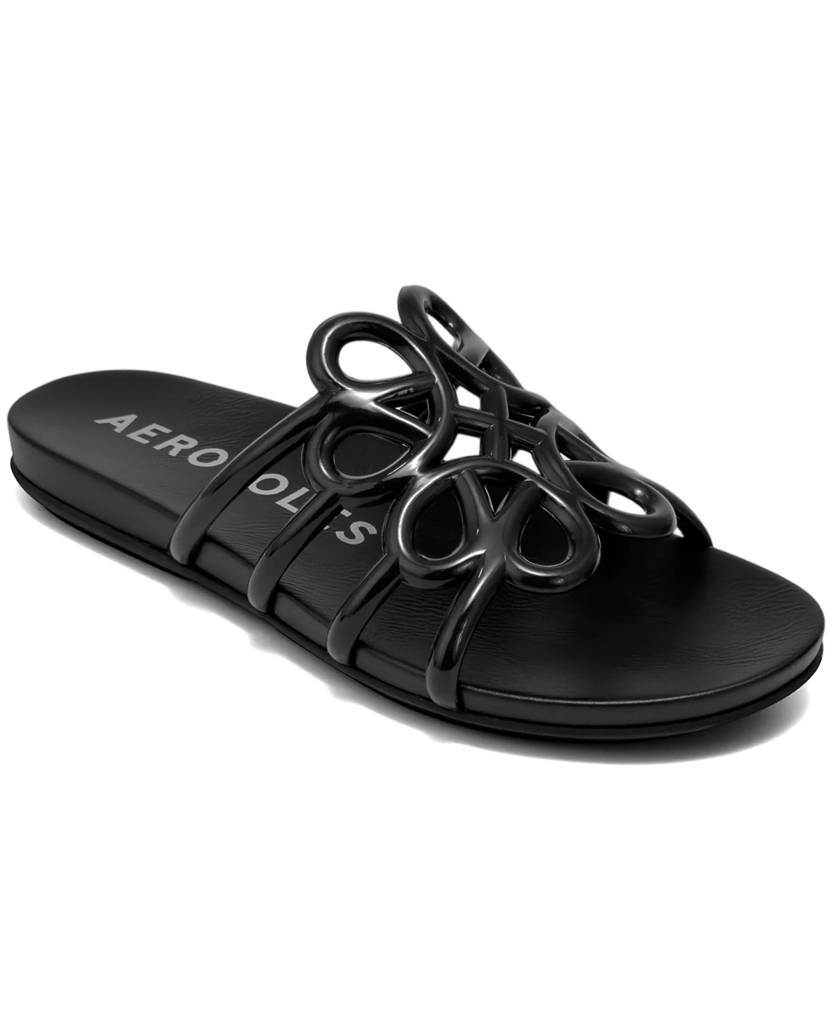 Click here for Aerosoles Womens Frida Open Toe Flat Sandals - Bla... prices