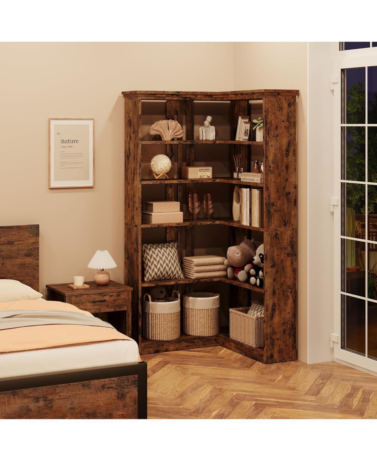 Click here for gaomon 72" L-Shaped Corner Bookshelf –... prices