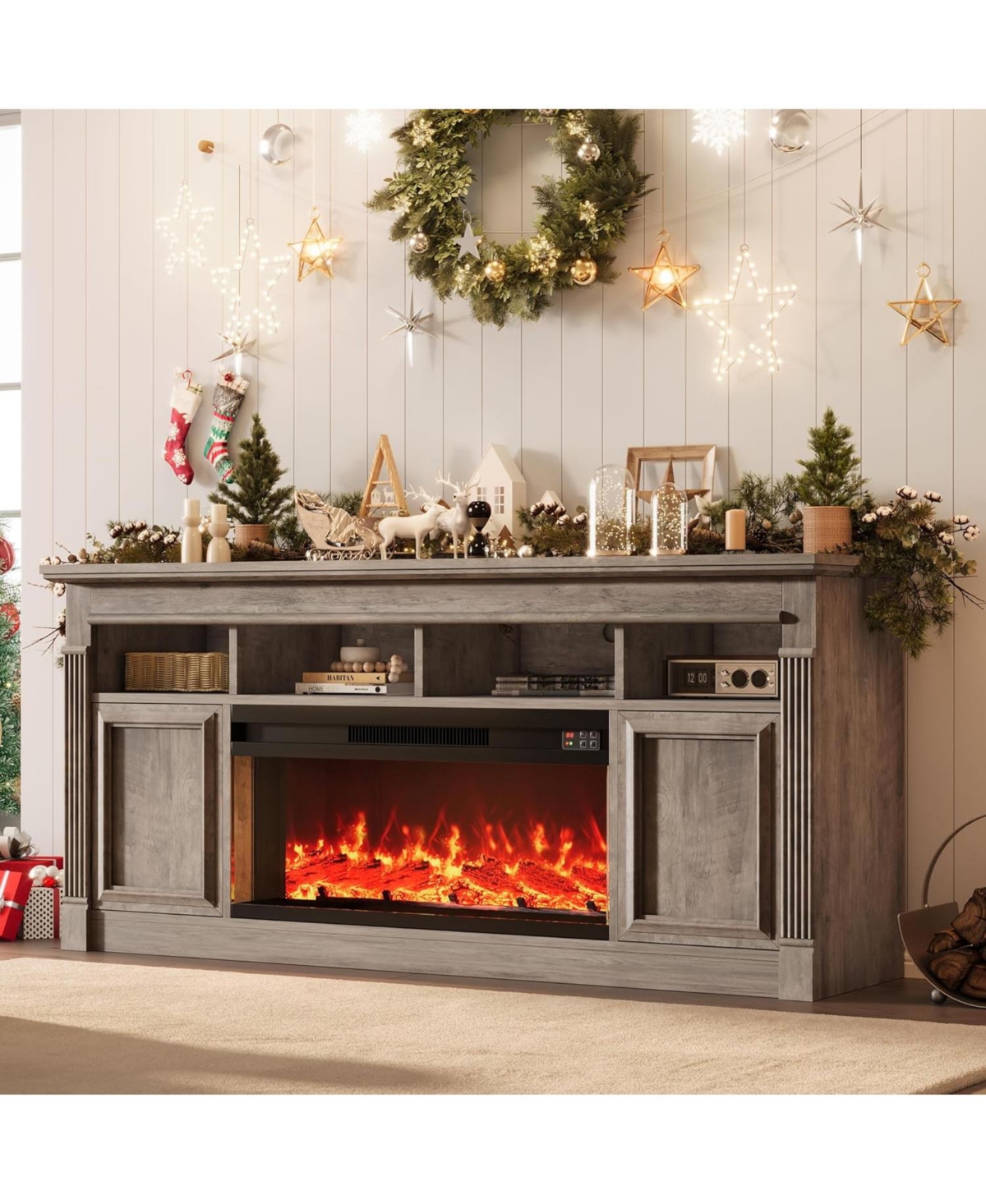 Click here for gaomon Farmhouse Fireplace Tv Stand  Entertainment... prices