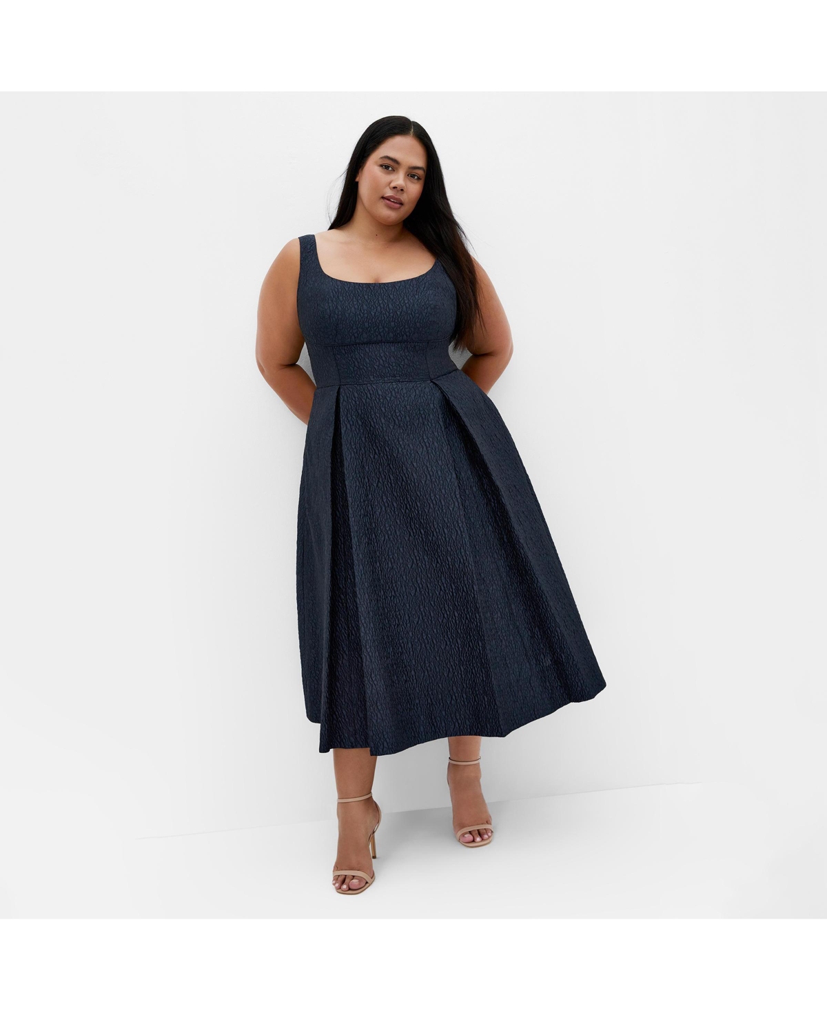 Click here for City Chic Womens Estella Floral Midi Dress - Navy prices