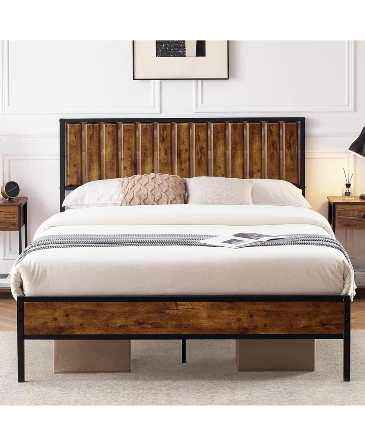 Click here for gaomon Bed Frame with Headboard Footboard Rustic W... prices