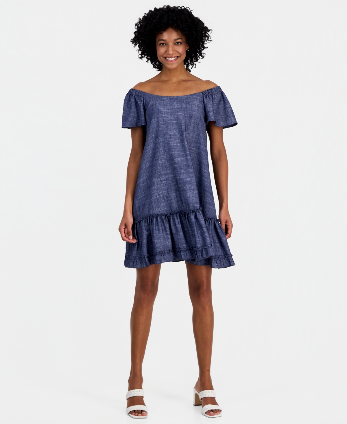 Click here for Robbie Bee Womens Convertible A-Line Dress - Blue prices