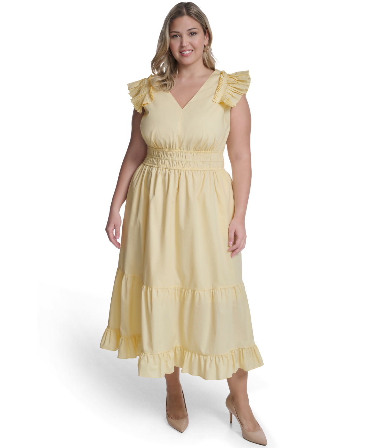 Click here for Vince Camuto Plus Size Flutter-Sleeve Tiered Maxi... prices