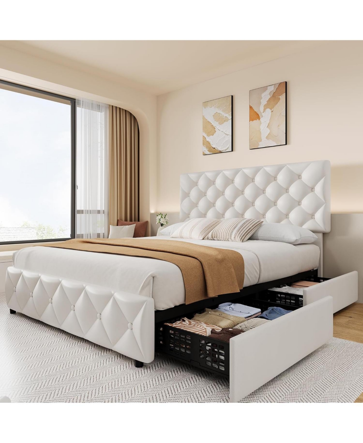 Click here for Gaomon Queen Size Bed Frame with 4 Storage Drawers... prices