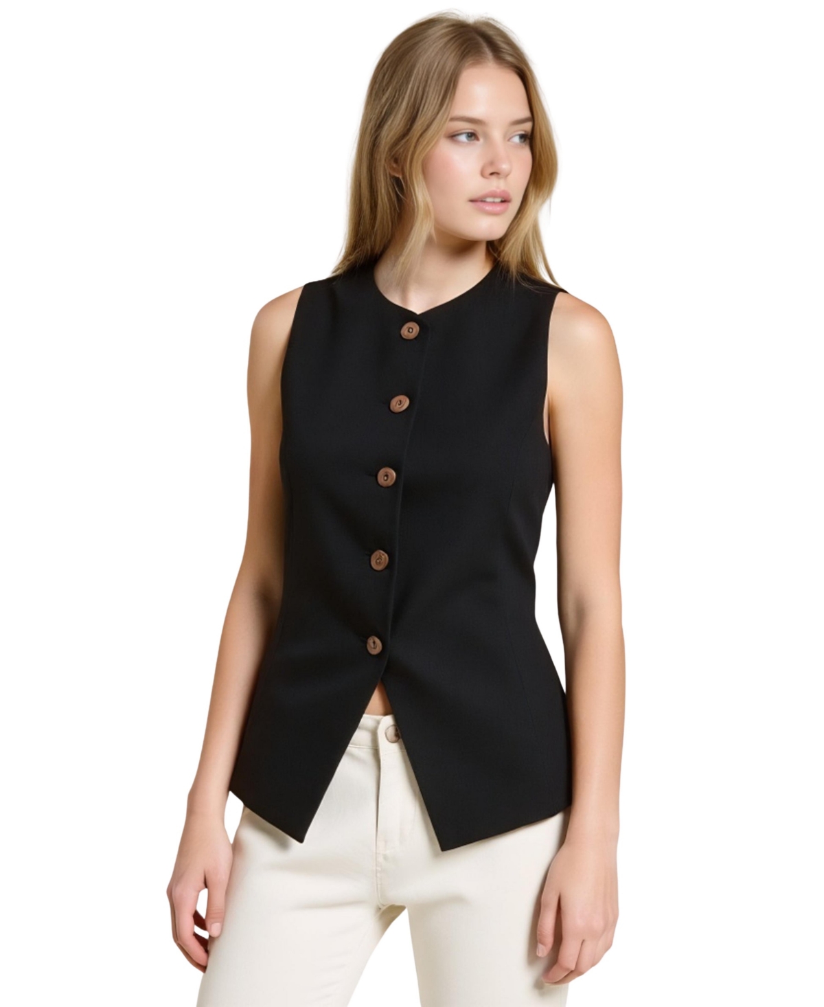 Click here for Modenaire Womens Samara Sleeveless Button-Front As... prices