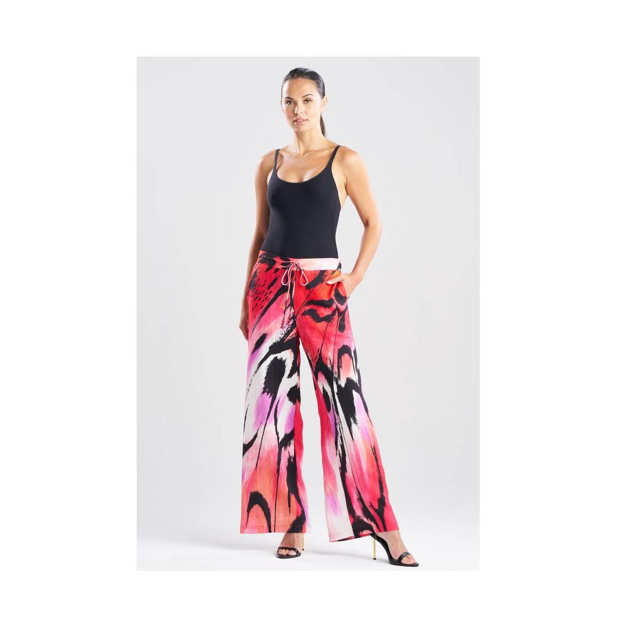 Click here for Natori Womens Butterfly - Linen Blend Pants - Red prices
