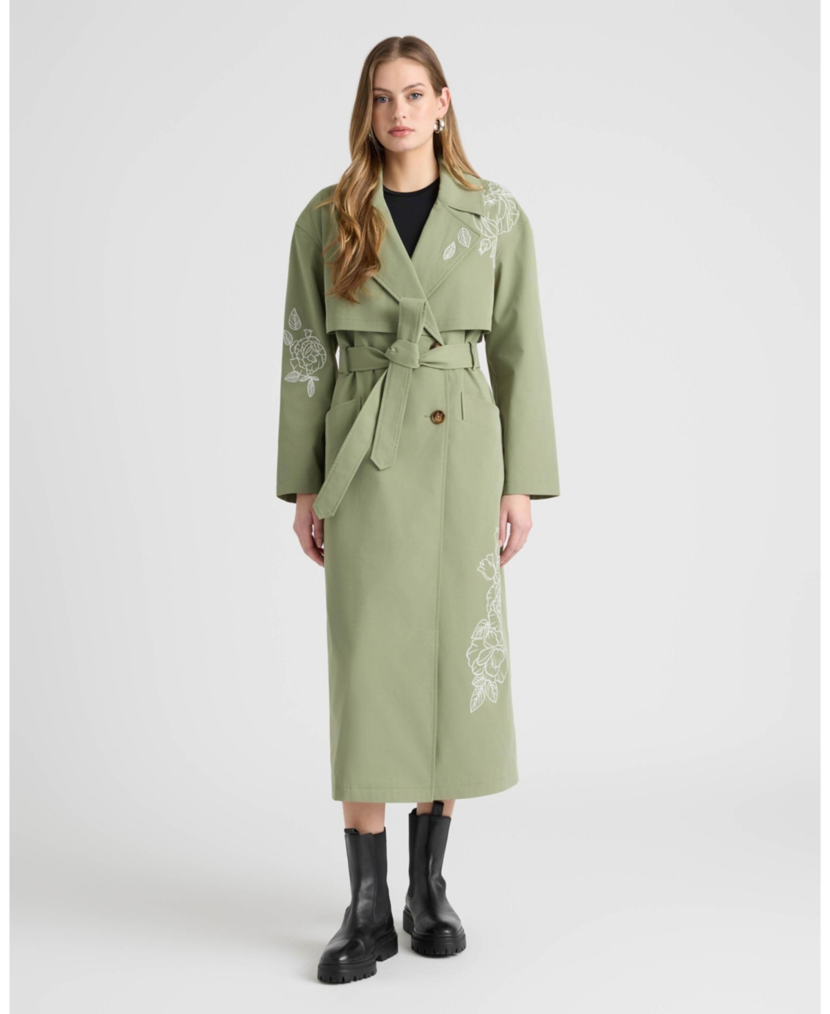 Click here for Nvlt Womens Trench Coat with Embroideries - Khaki... prices