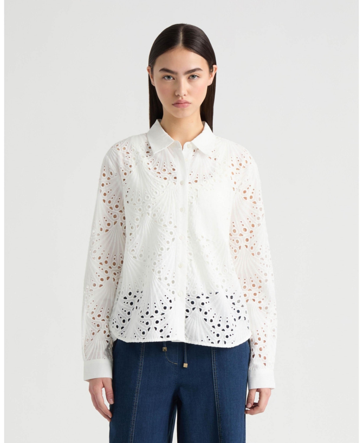 Click here for Nvlt Womens Poplin Eyelet Shirt - White prices
