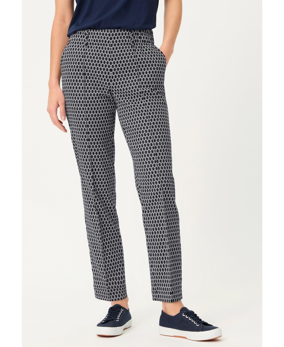 Click here for Olsen Womens Lisa FIt Geo Pull-On Pant - Ink blue prices