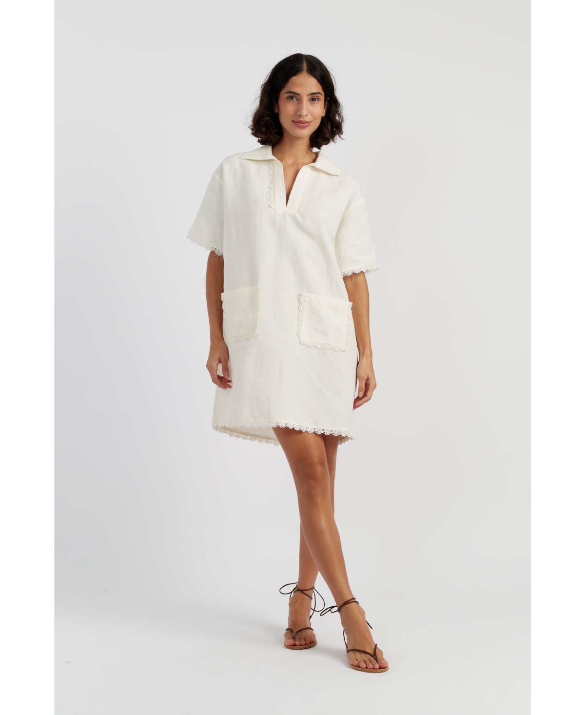 Click here for Chinti & Parker Womens Linen-Blend Scallop Tunic D... prices