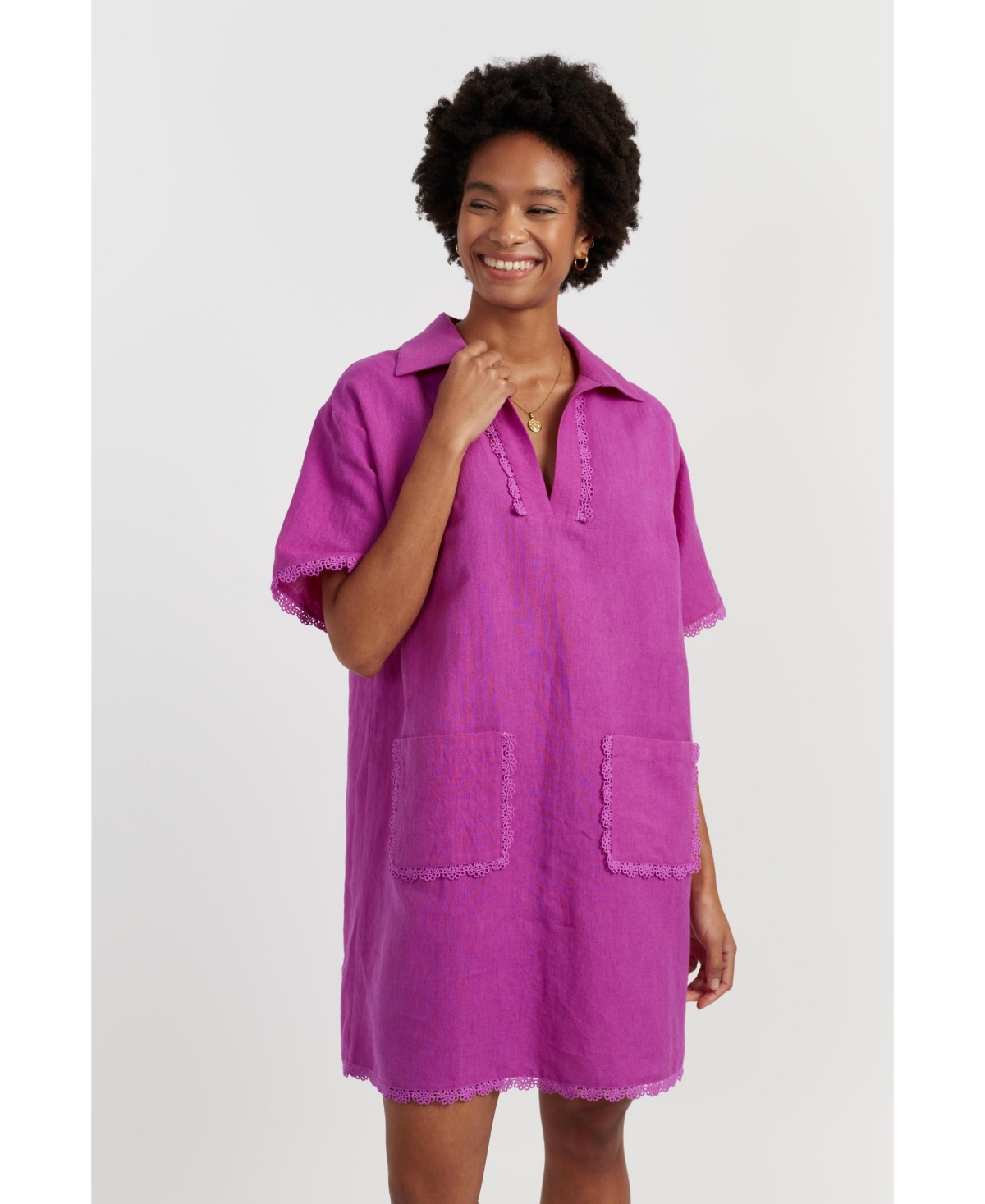 Click here for Chinti & Parker Womens Linen-Blend Scallop Tunic D... prices