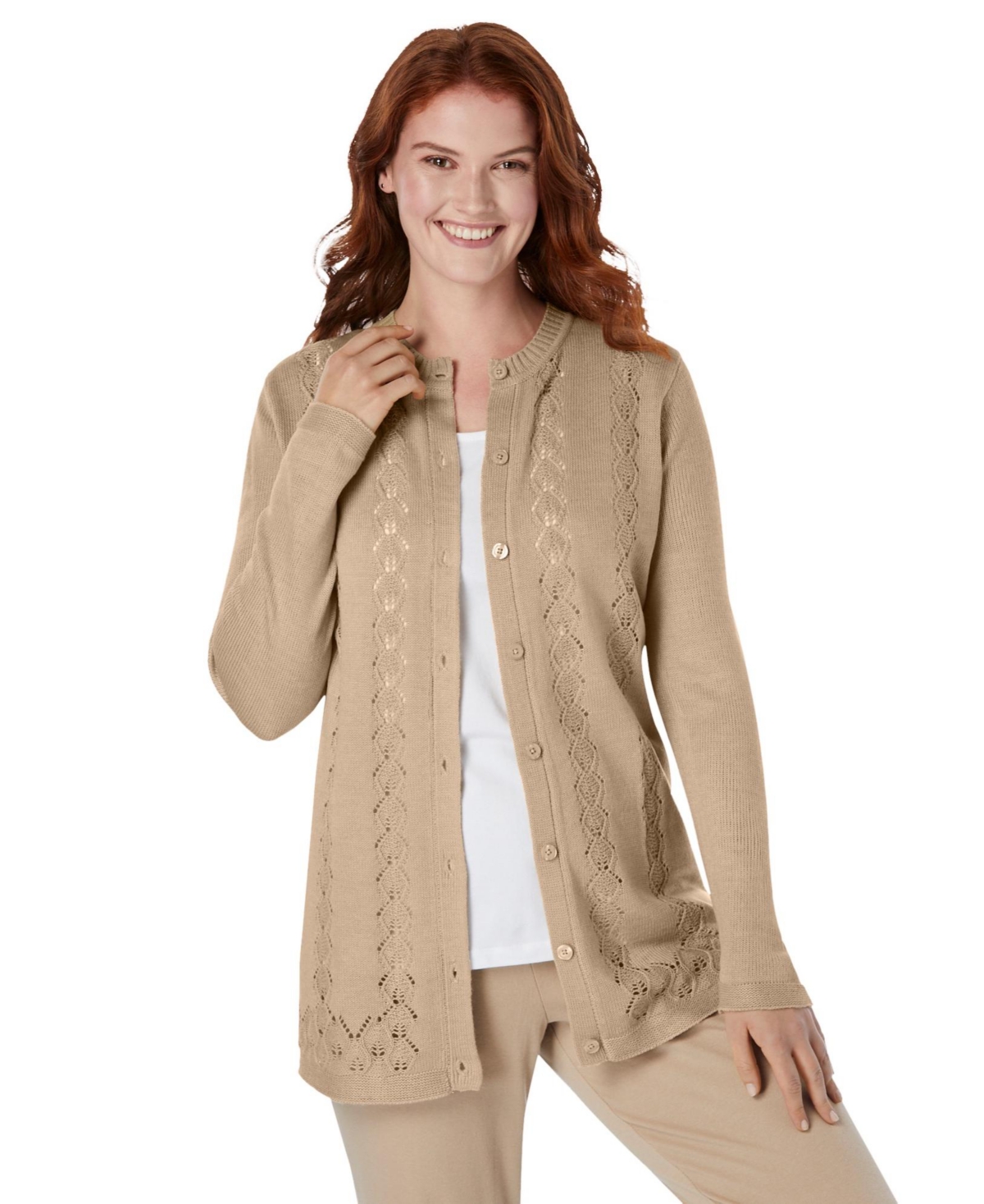 Click here for Woman Within Plus Size Within Long-Sleeve Pointell... prices