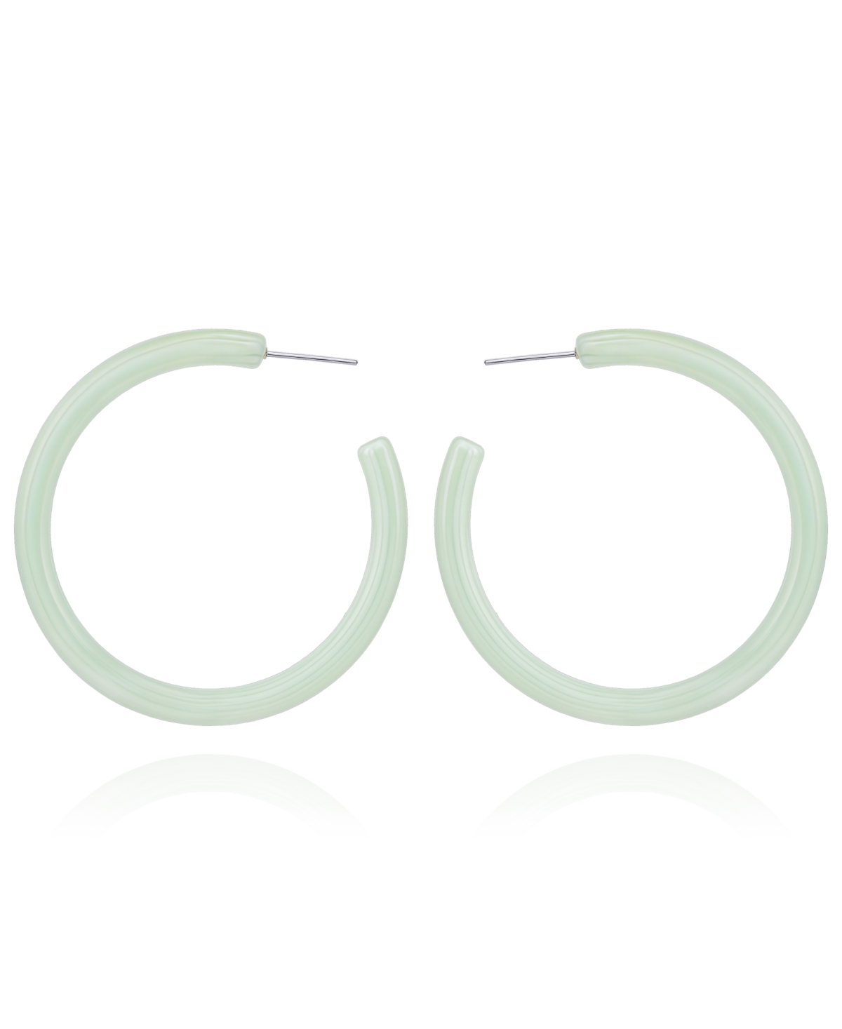 Click here for Guess C Hoop Silver Tone Earrings - Green prices