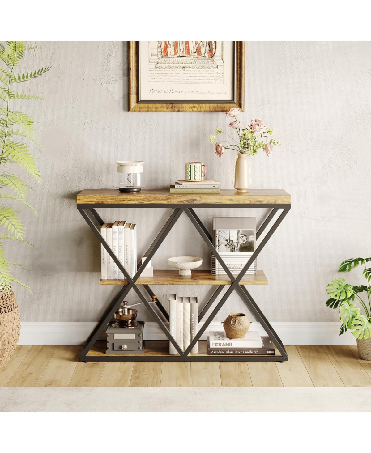 Click here for gaomon 3-Tier Industrial Entryway Table with x-Sha... prices