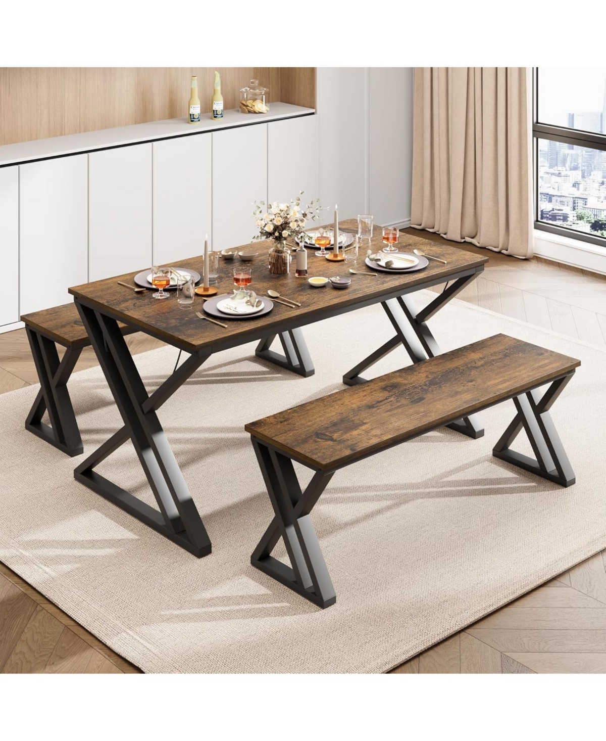 Click here for gaomon Kitchen Table with 2 Benches Dining Table S... prices