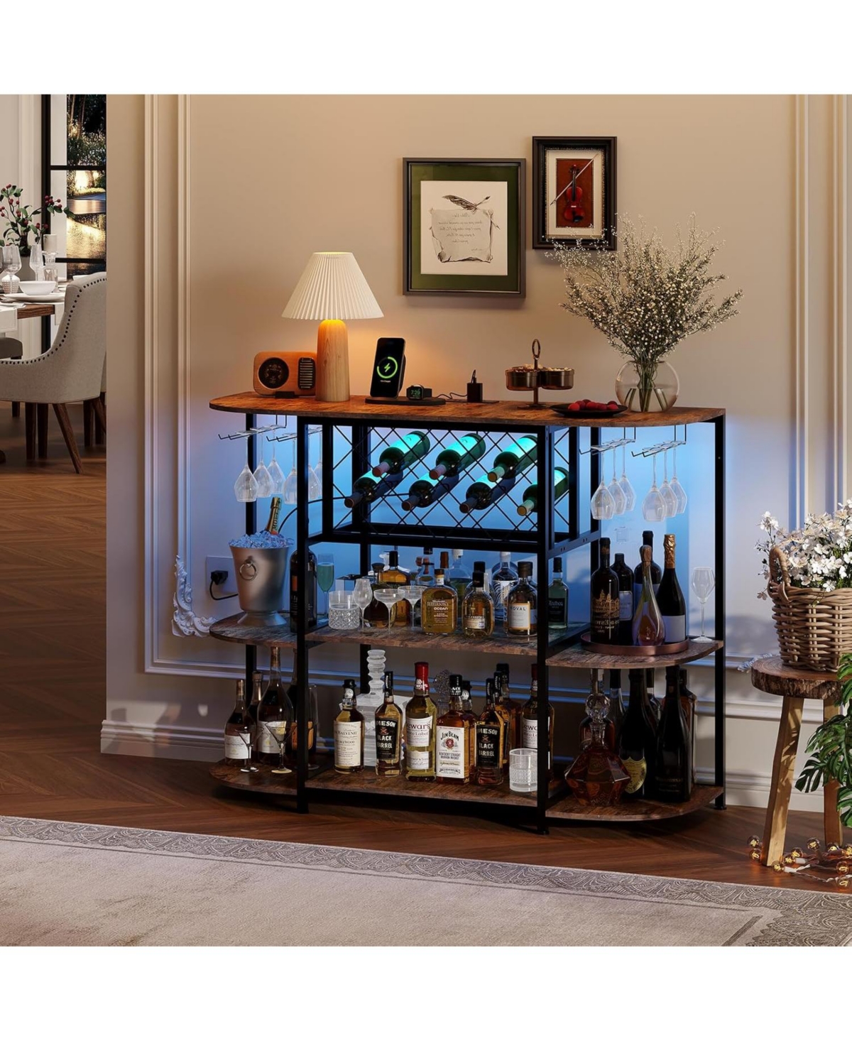 Click here for gaomon Wine Rack Table with Socket and Led Light F... prices