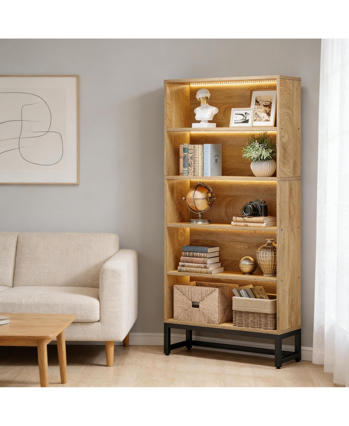 Click here for Rainsken Tall Bookcase  5-Tier Bookshelf with App-... prices