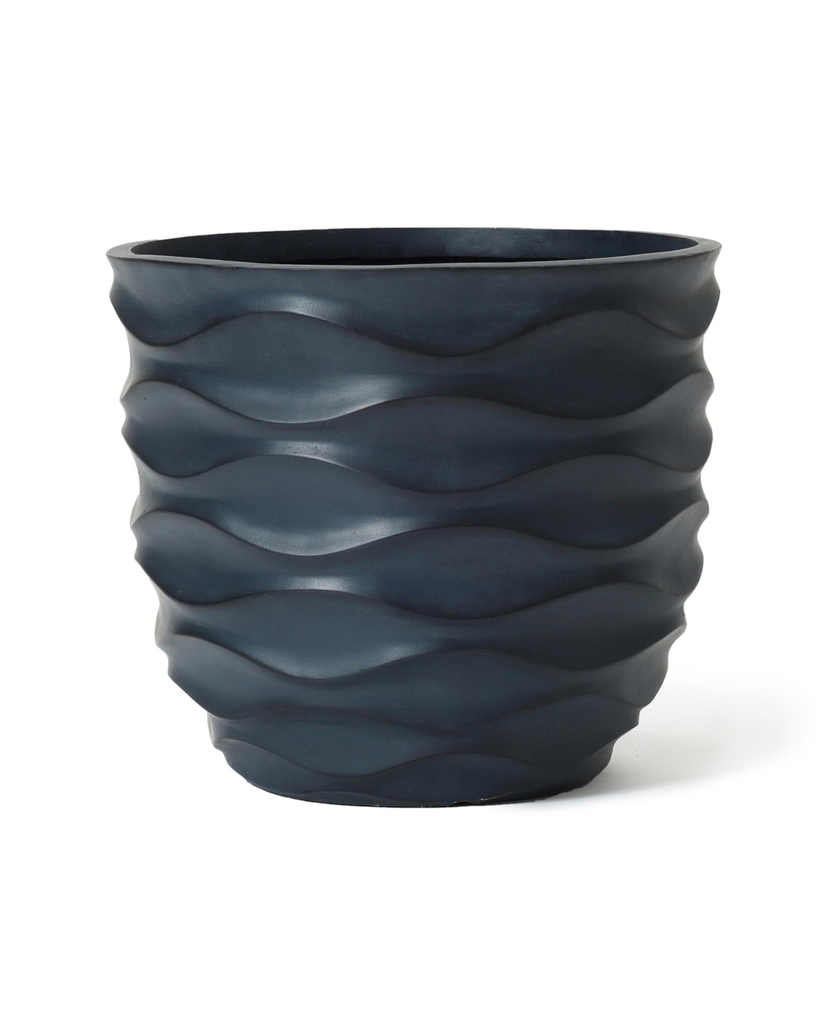Click here for LuxenHome 13.4-Inch Round Waves MgO Planter - Blac... prices