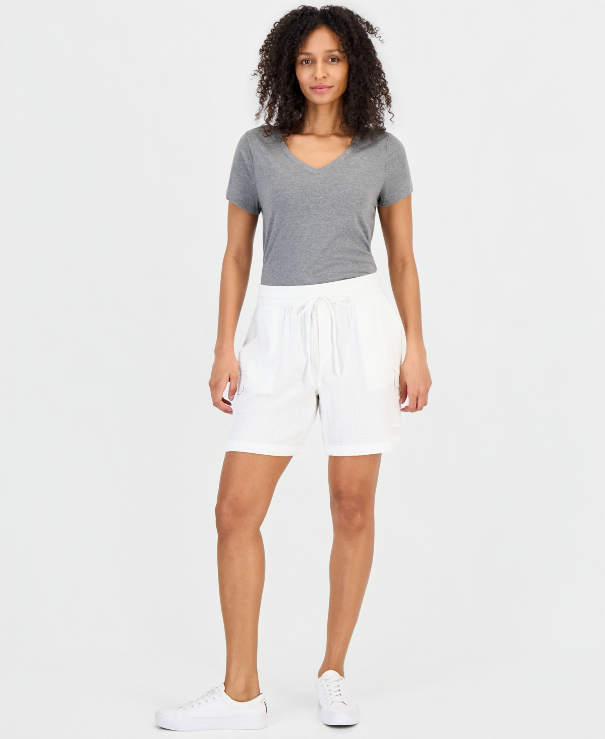 Click here for Style & Co Womens Cotton Gauze Pull-On Cargo Short... prices