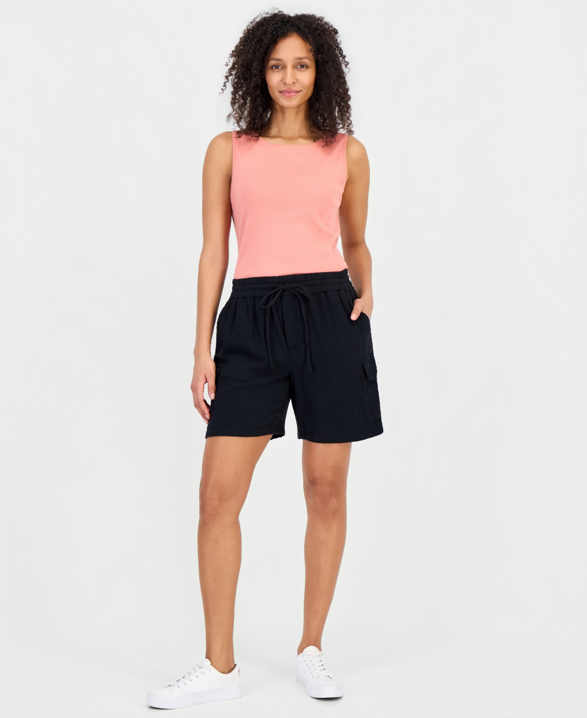 Click here for Style & Co Womens Cotton Gauze Pull-On Cargo Short... prices