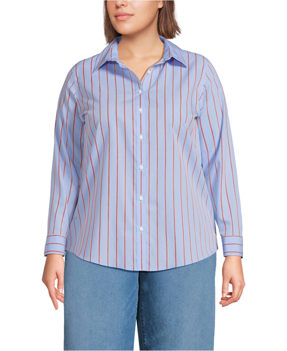 Click here for Lands End Plus Size No Iron Button Front Shirt - L... prices