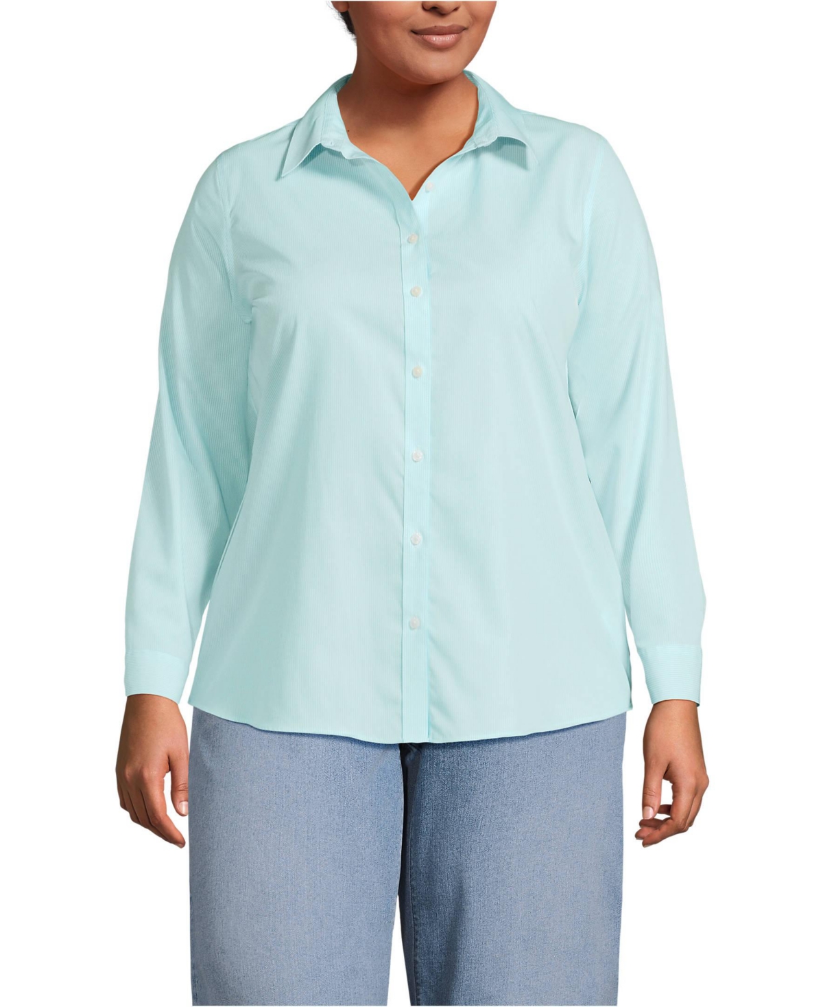 Click here for Lands End Plus Size No Iron Button Front Shirt - B... prices