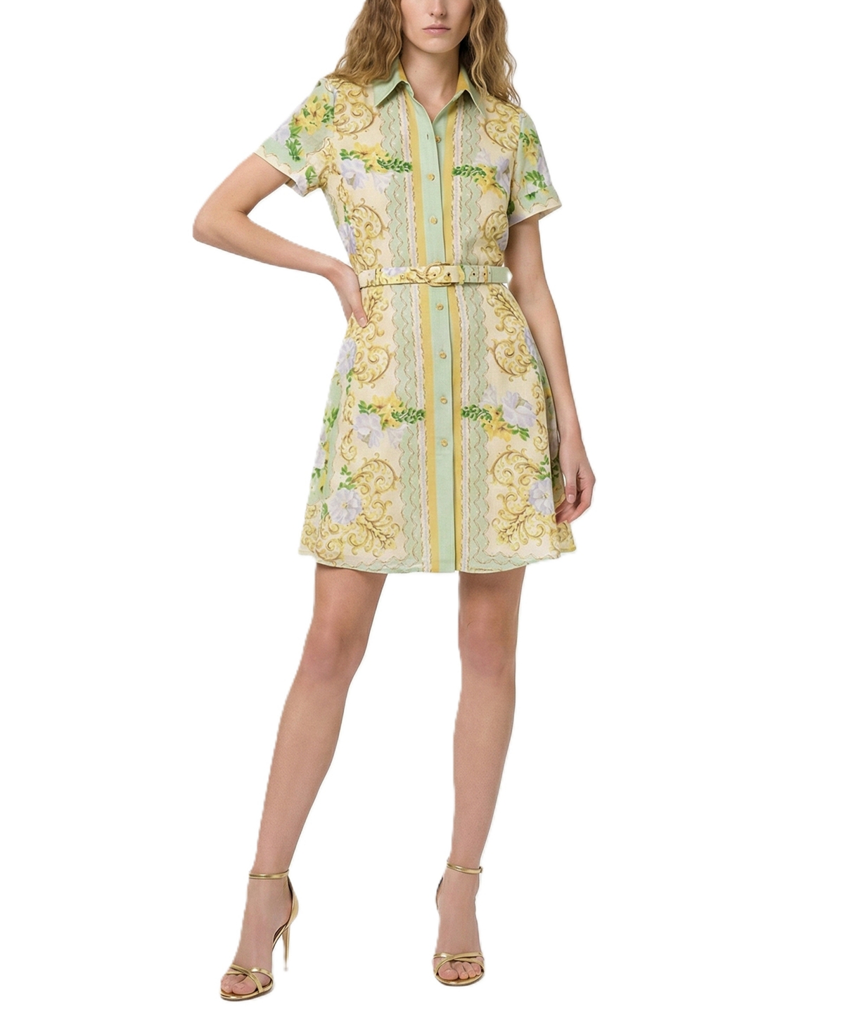 Click here for Taylor Womens Belted Floral Shirt Dress - Seafoam/... prices