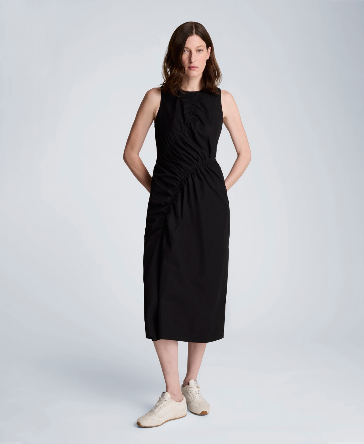Click here for Kenneth Cole Womens A-Line Ruched Midi Dress - Bla... prices