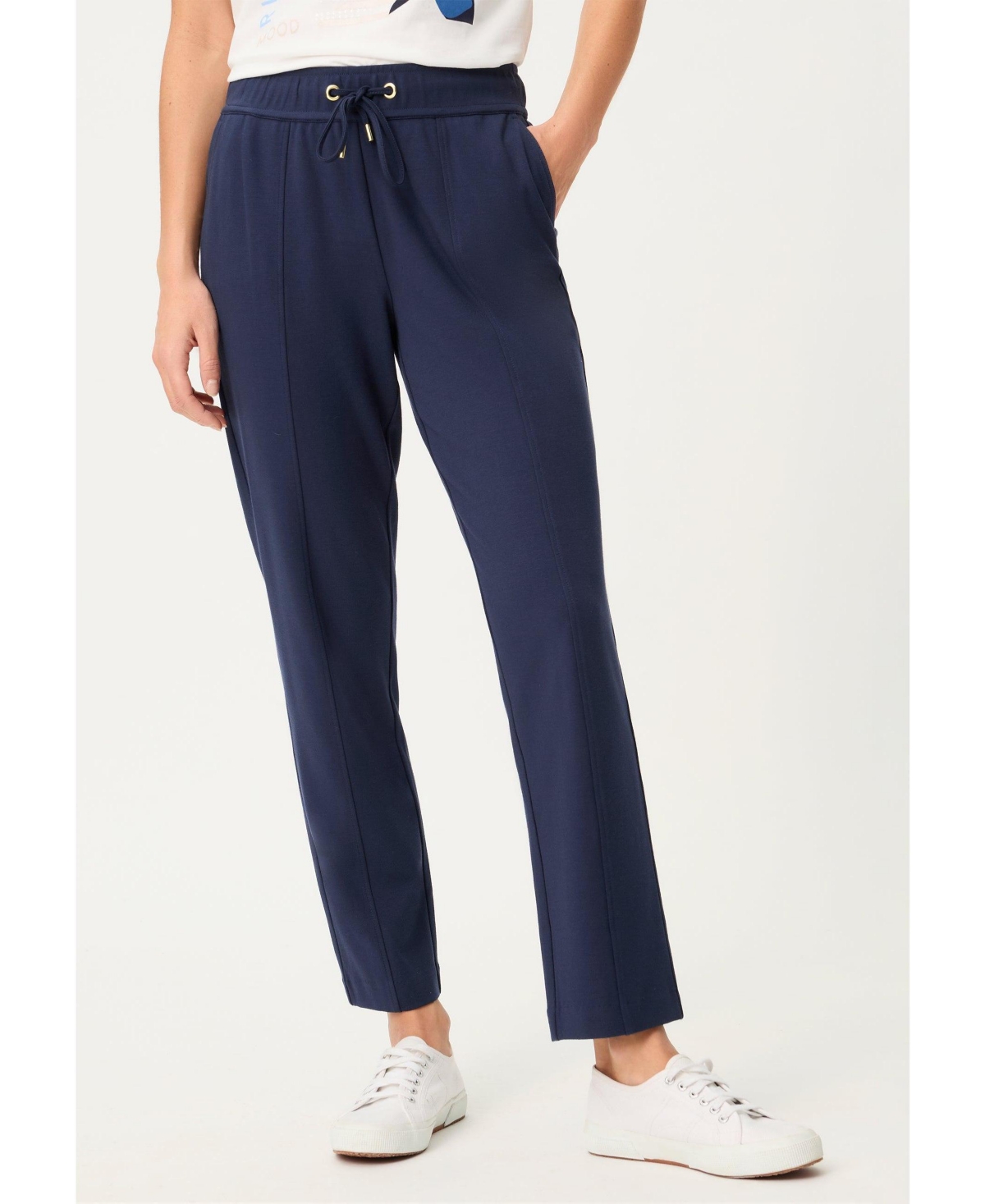 Click here for Olsen Womens Dana Fit Wide Jersey Pant - Ink blue prices