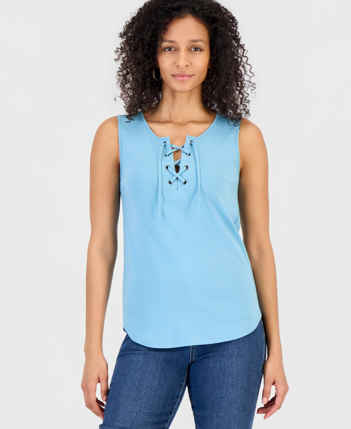 Click here for Style & Co Womens Lace-Up Tank Top  Macys Exclusiv... prices