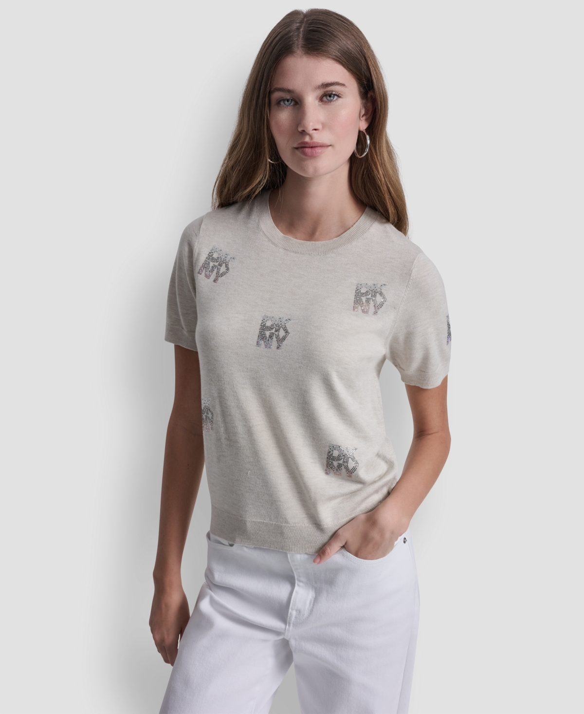 Click here for Dkny Jeans Womens Embellished Logo Crew Neck Sweat... prices