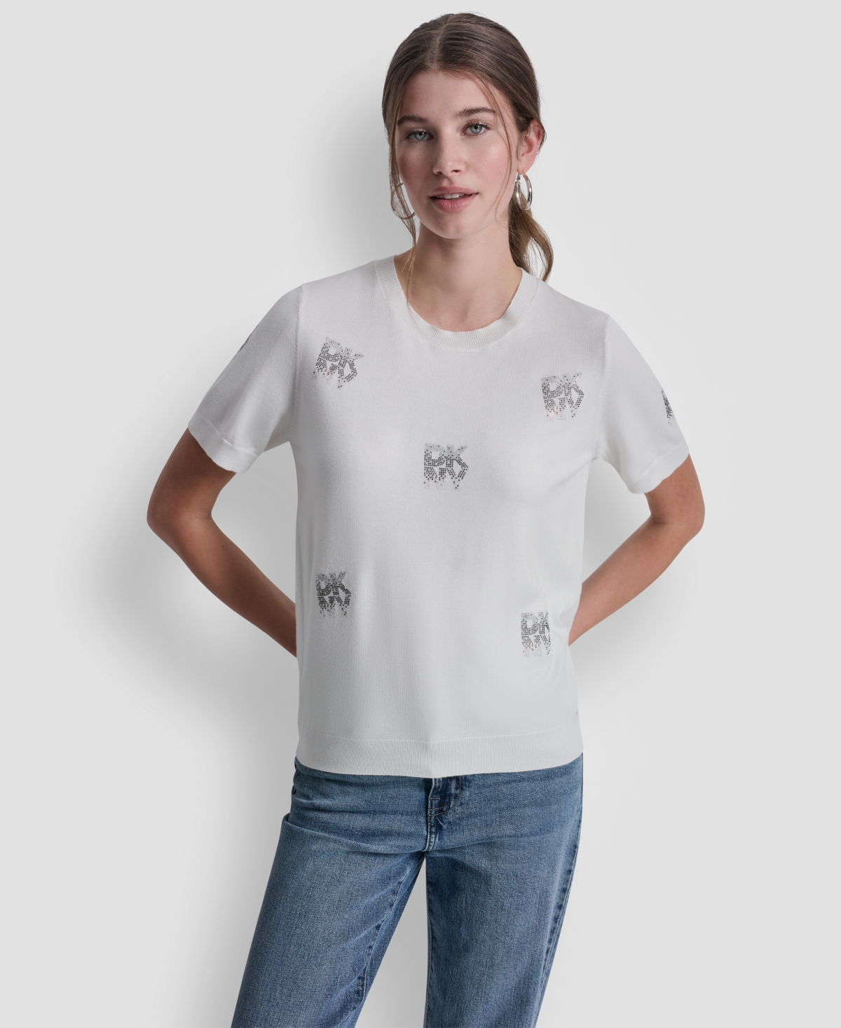 Click here for Dkny Jeans Womens Embellished Logo Crew Neck Sweat... prices