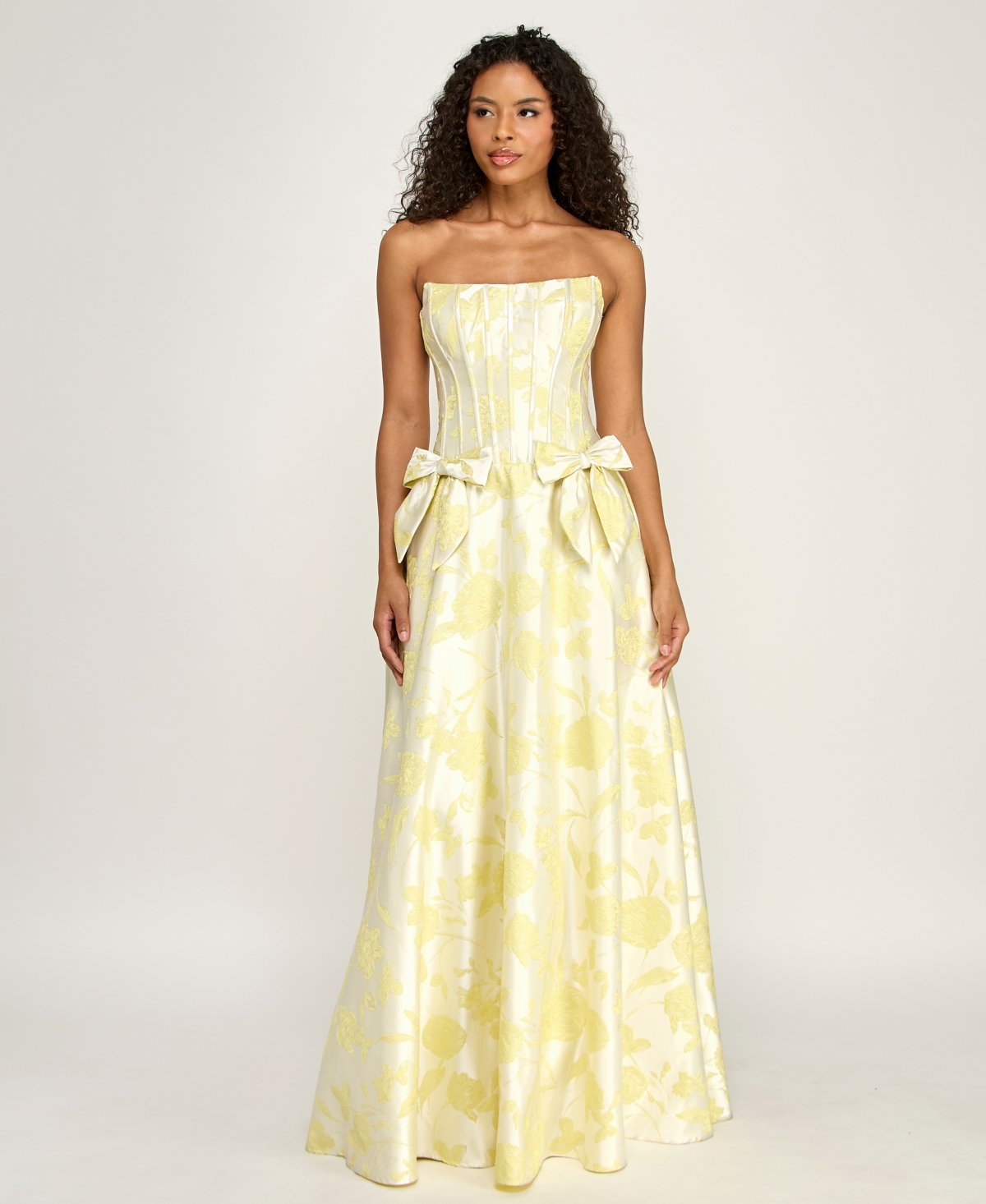 Click here for B Darlin Juniors Strapless Floral Gown - Pale Yell... prices