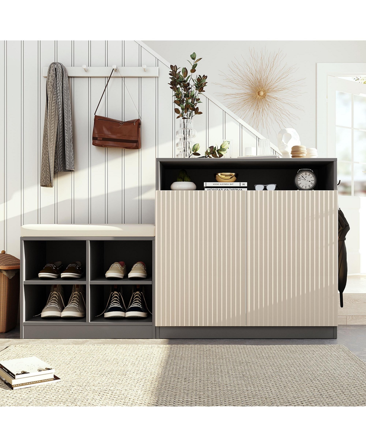 Click here for Rainsken Entryway Bench Shoe Cabinet with Adjustab... prices