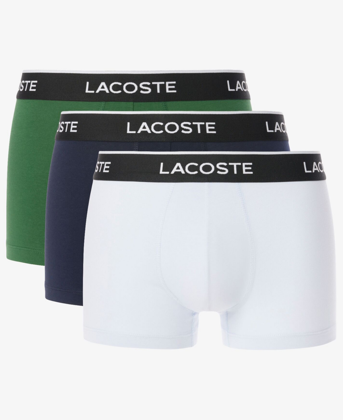 Click here for Lacoste Mens Regular-Fit Trunks  3-Pack - Green/Bl... prices