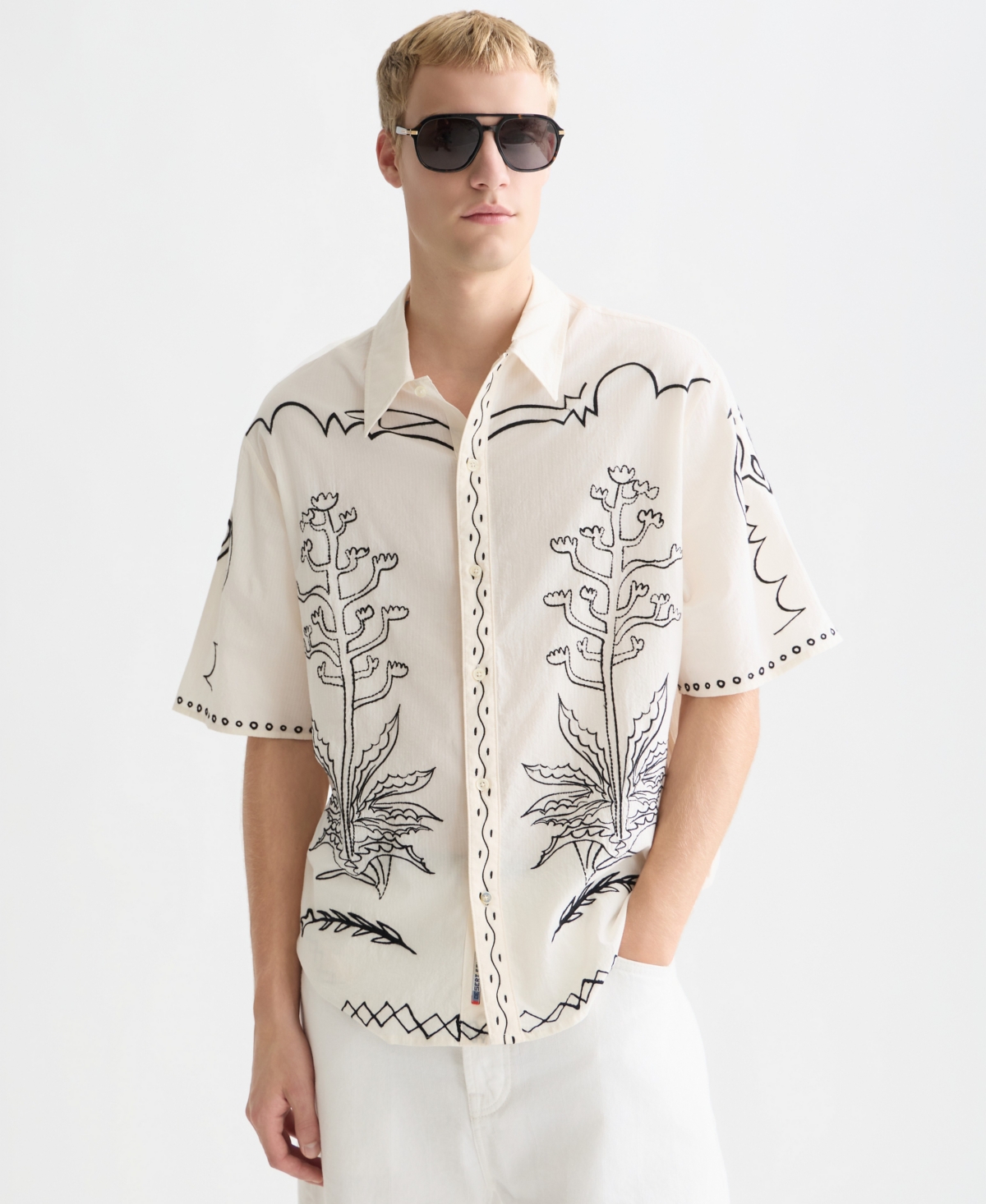 Click here for Scotch & Soda Mens Embroidered Seersucker Relaxed-... prices