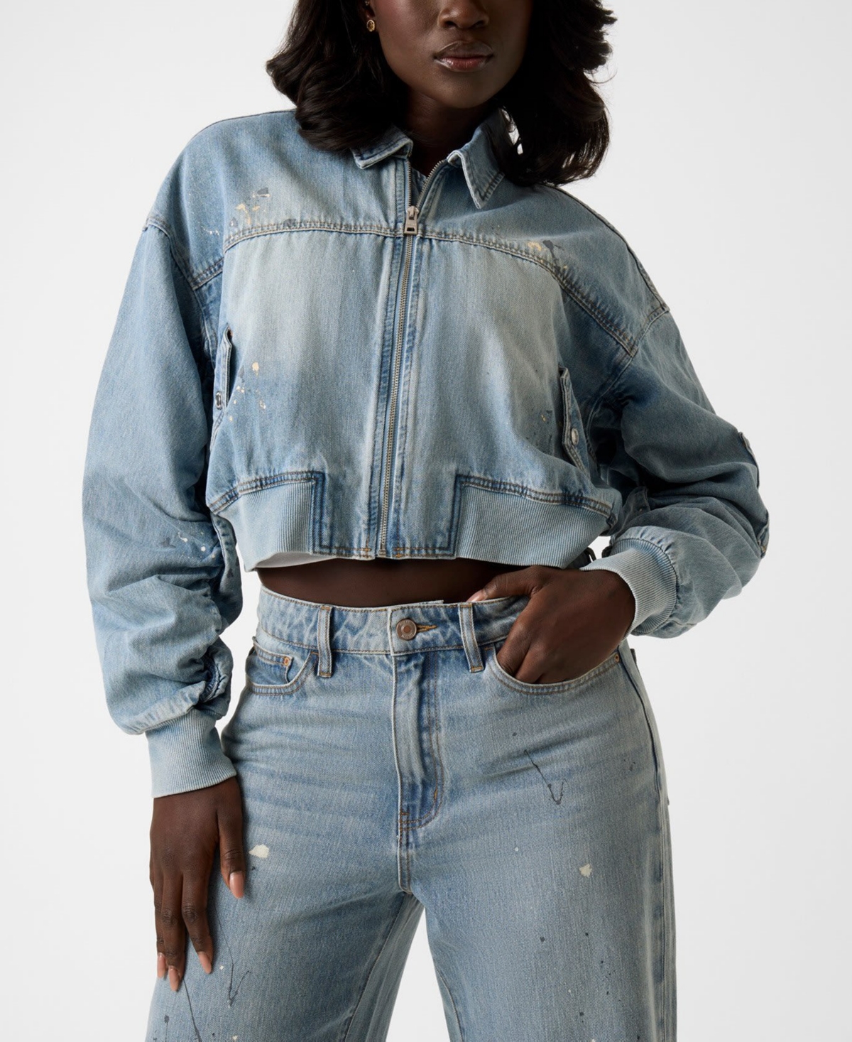 Click here for Guess Womens Anna Collared Cropped Bomber Jacket -... prices