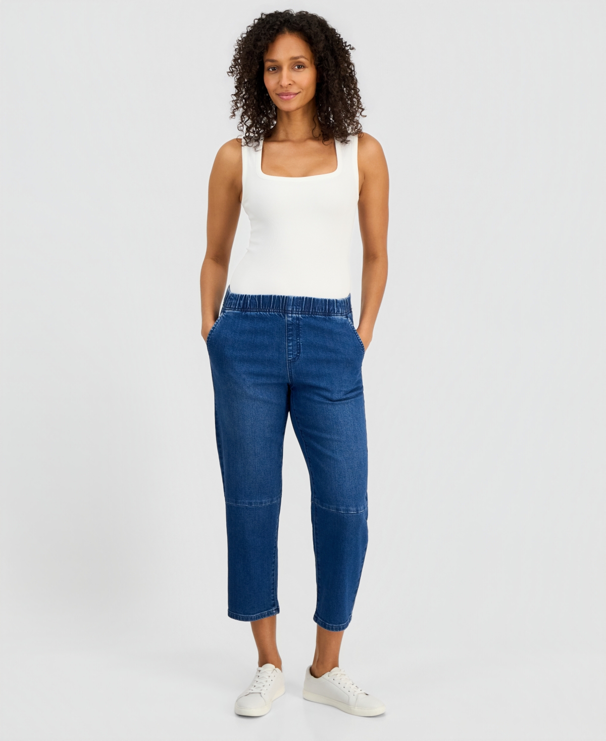 Click here for Style & Co Womens High-Rise Pull-On Barrel Jeans... prices