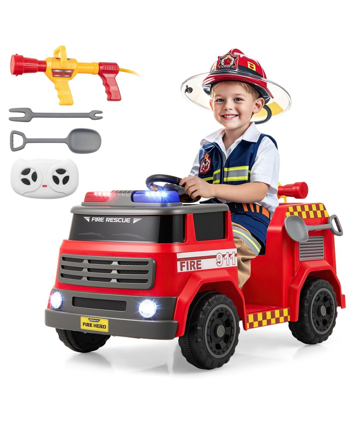 Click here for Mecale 12V Ride on Fire Truck Powered Car with Wat... prices