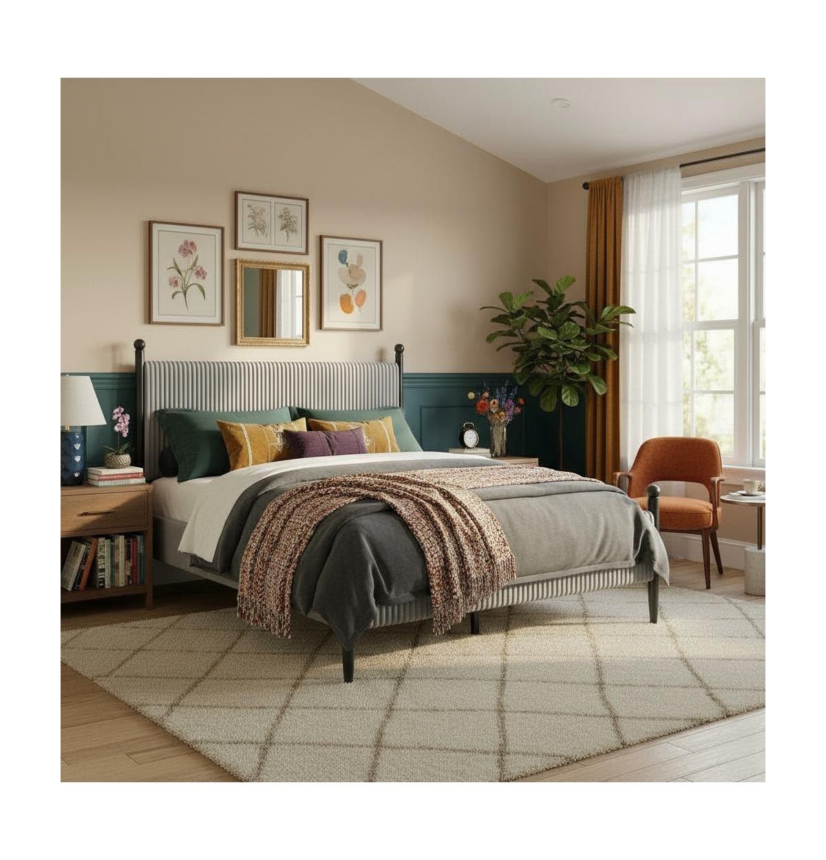 Click here for gaomon Size Bed Frame with Velvet Headboard  Uphol... prices