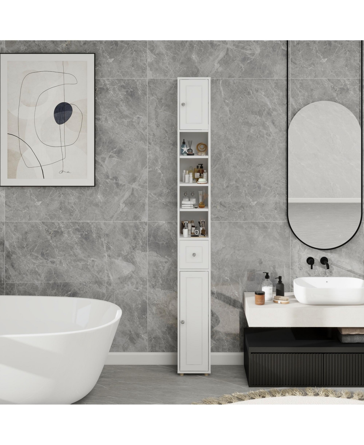 Click here for Rainsken Tall Slim Bathroom Storage Cabinet  Frees... prices