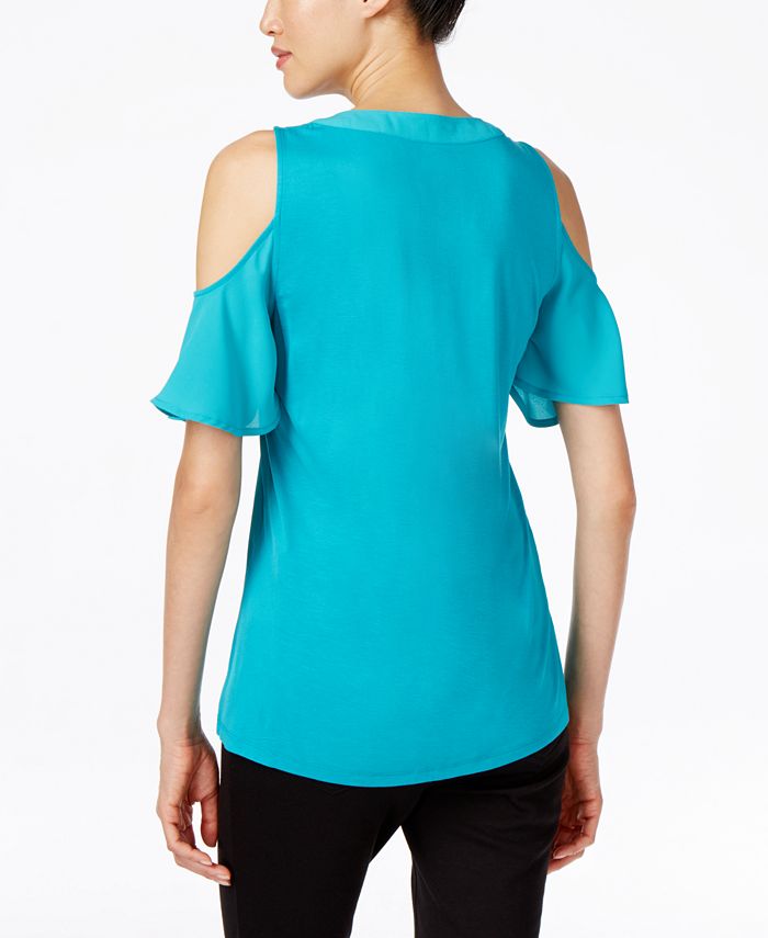 INC International Concepts I.N.C. Lace-Up Cold-Shoulder Blouse, Created ...