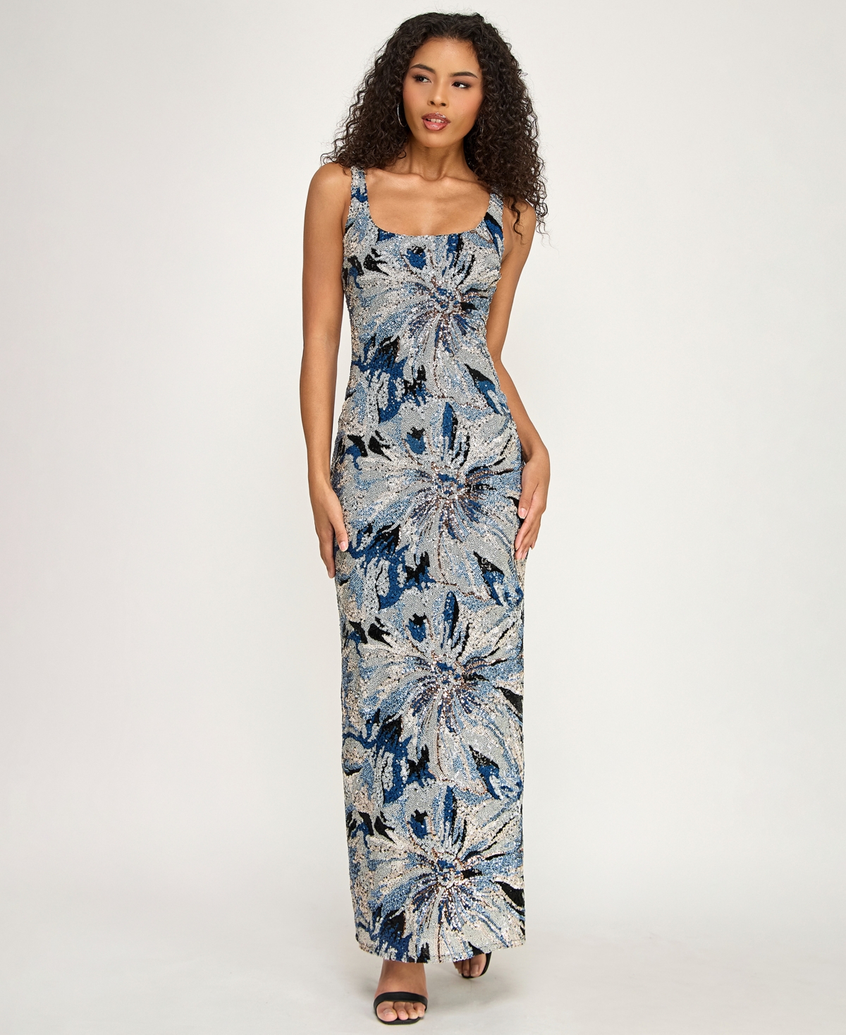 Click here for City Studios Womens Sequin Square-Neck Maxi Dress... prices
