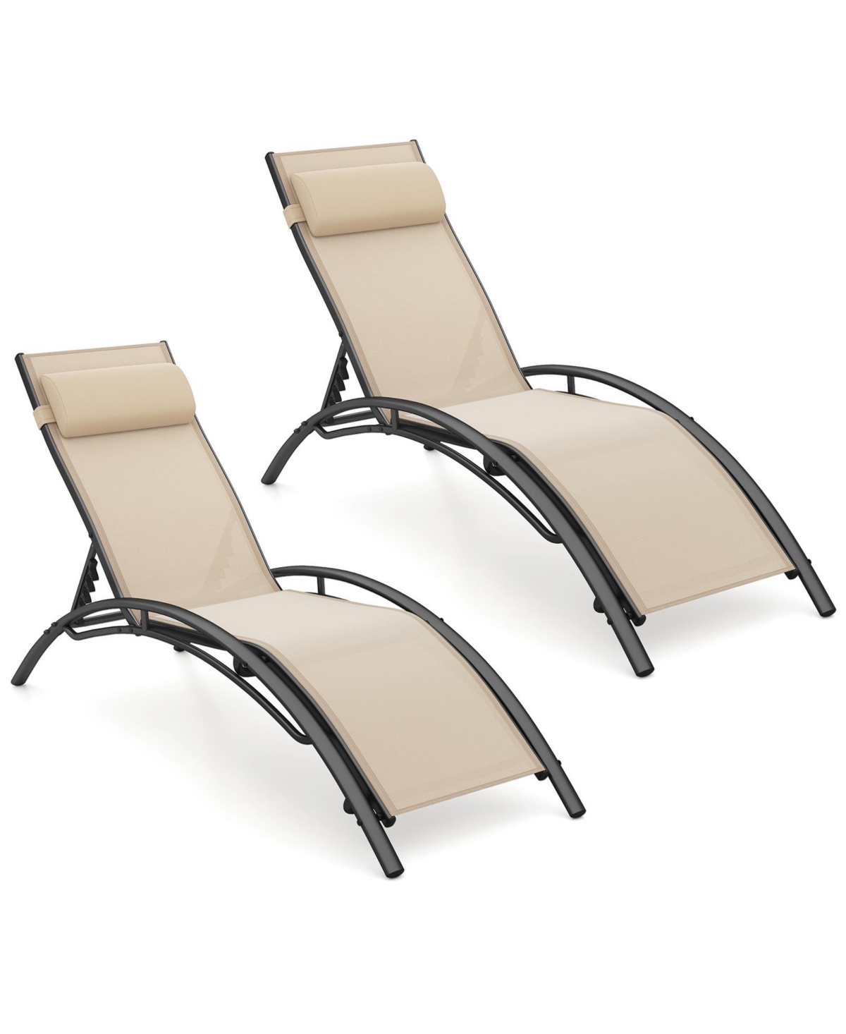 Click here for Gymax Patio Chaise Lounges Set of 2 w/5-Position B... prices