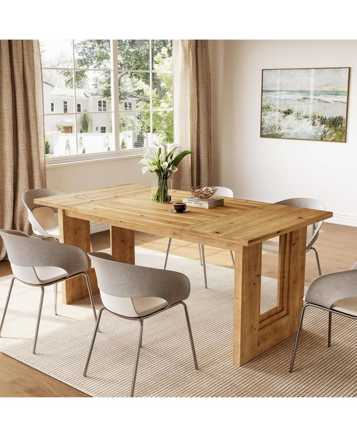 Click here for Tribesigns Solid Wood Dining Table for 6 People Re... prices