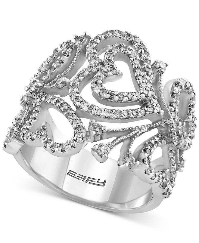 EFFY Collection EFFY Diamond Heart Leaf Ring (9/10 ct. t.w.) in 14k ...