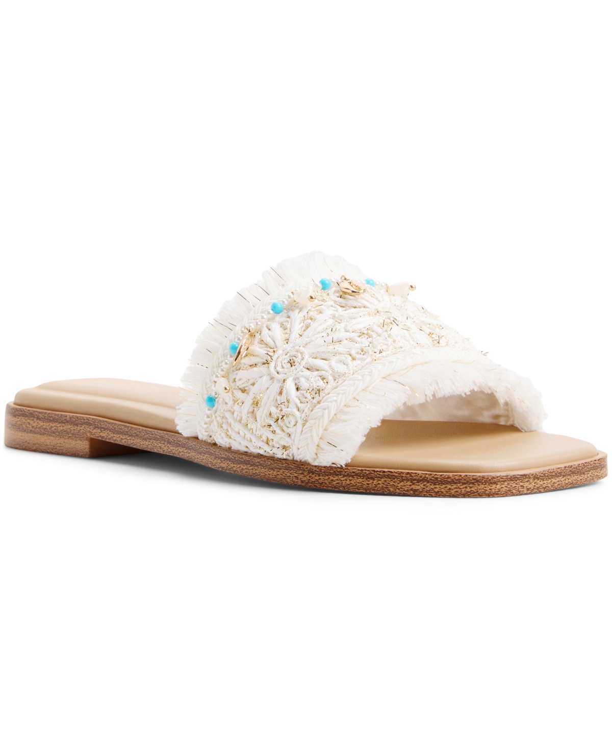 Click here for Aldo Womens Aurana Slip-On Flat Sandals - White/Ra... prices