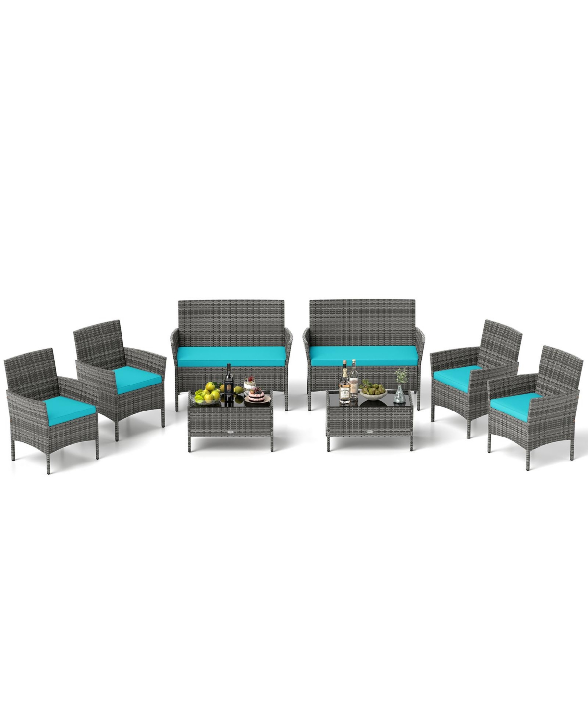 Click here for Gymax Set Of 8 Patio Furniture Set w/Washable Cush... prices