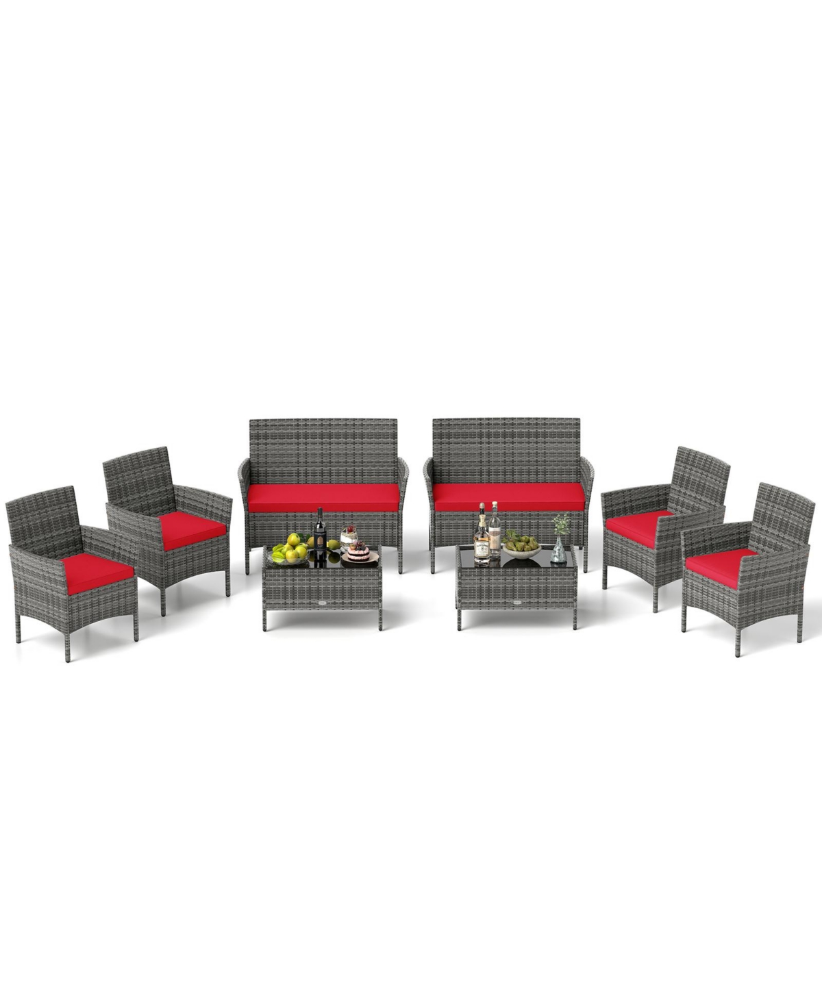 Click here for Gymax Set Of 8 Patio Furniture Set w/Washable Cush... prices