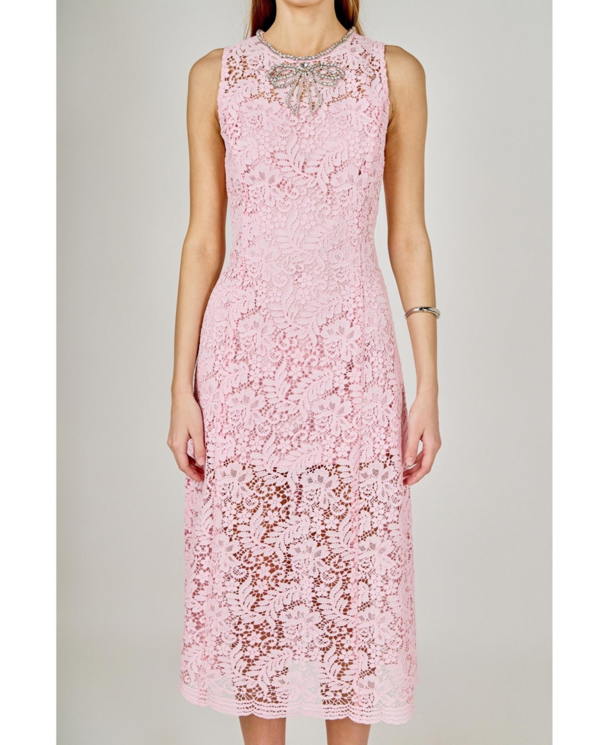 Click here for endless rose Womens Rhinestone Bow Detailed Lace S... prices